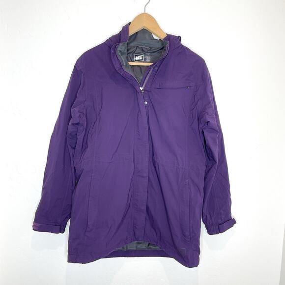 REI | Jackets & Coats | Rei Elements Hooded Rain Jacket Womens Medium ...